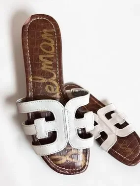 Sam Edelman | Shoes | Sam Edelman Bay Slide Sandals White Leather Size ...